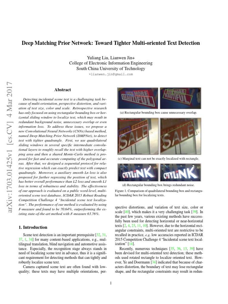 Deep Matching Prior Network Toward Tighter Multi Oriented Text Detection Pdf Area Robust
