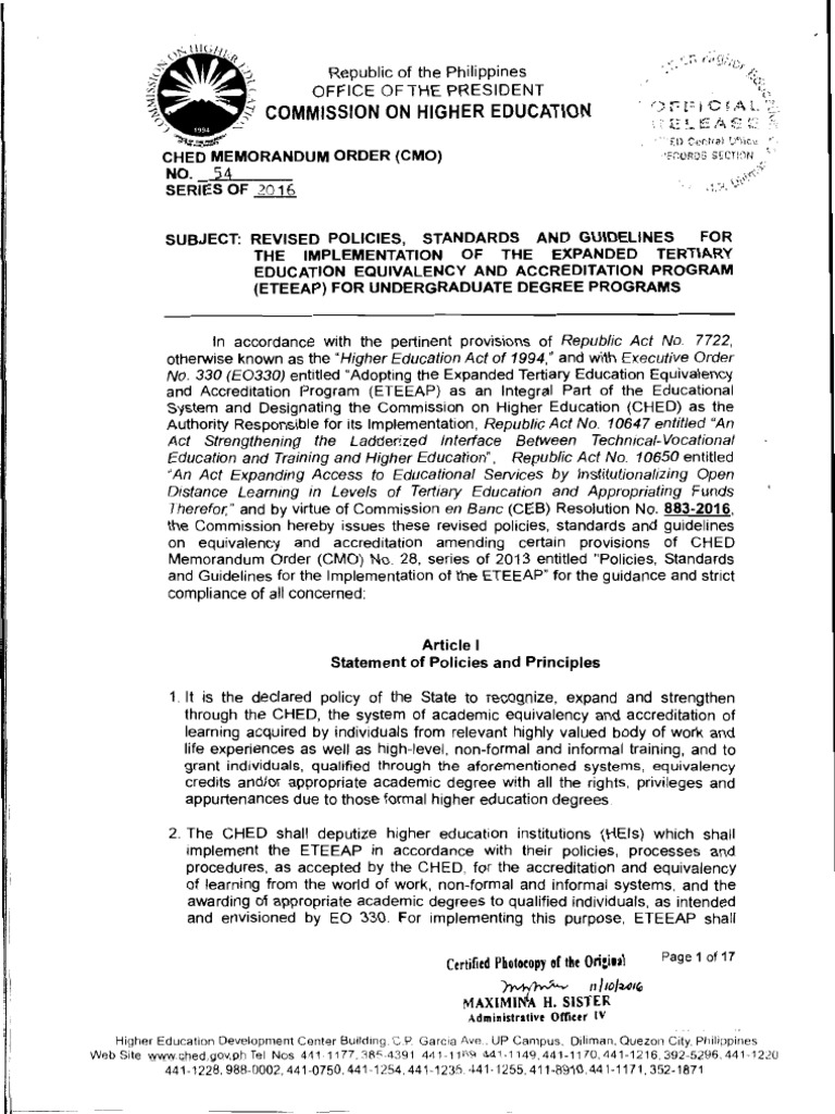 CMO 54 S. 2016 PDF | PDF