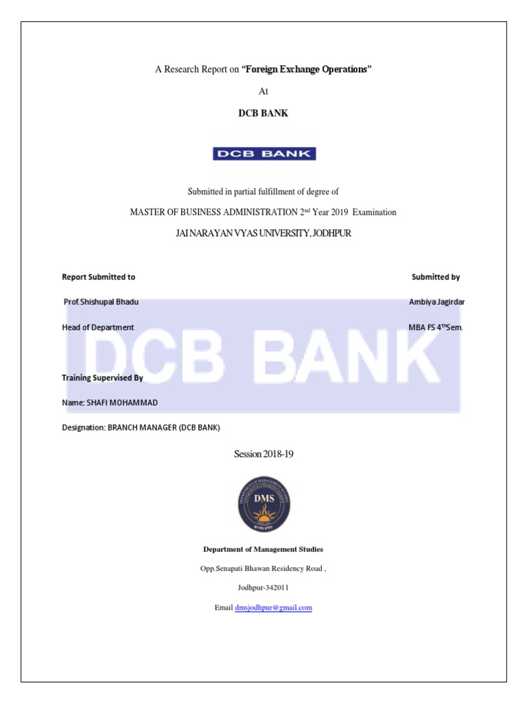 Foreign Exchange Operations at DCB Bank | PDF | Banking | Economies