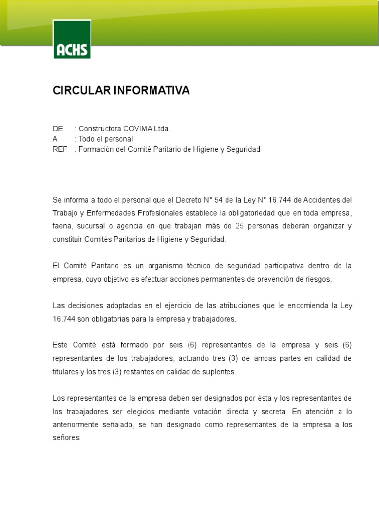 Circular Informativa CPHS | PDF