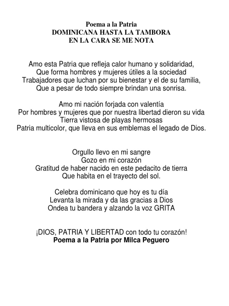 Poema a la Patria Dominicana | PDF | Cocina, comidas y vino | Religión ...