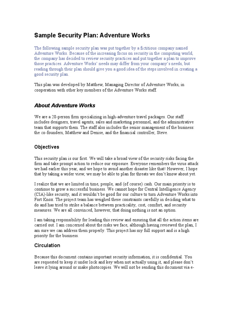 Sample Security Plan | PDF | Computer Security | Security