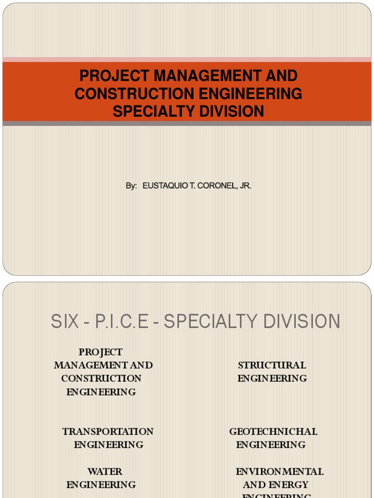 Project Management and Construction Engineering Specialty Division ...