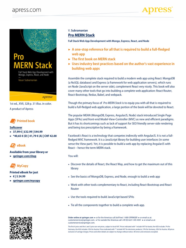 Pro MERN Stack: Printed Book | PDF | Web Application | Angular Js