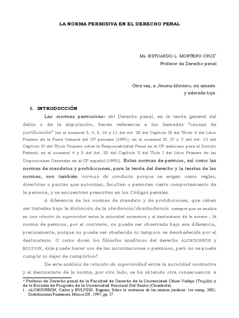 La Norma Permisiva | PDF | Derecho penal | Legislación