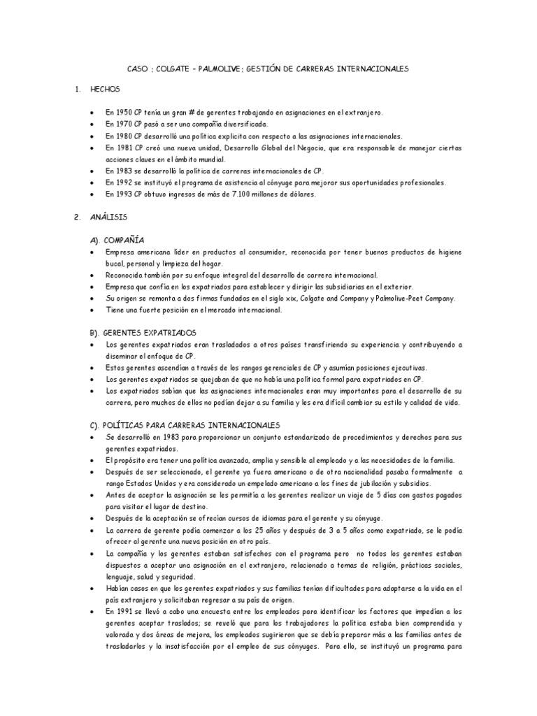 Caso Colgate Palmolive | PDF | Economias | Business