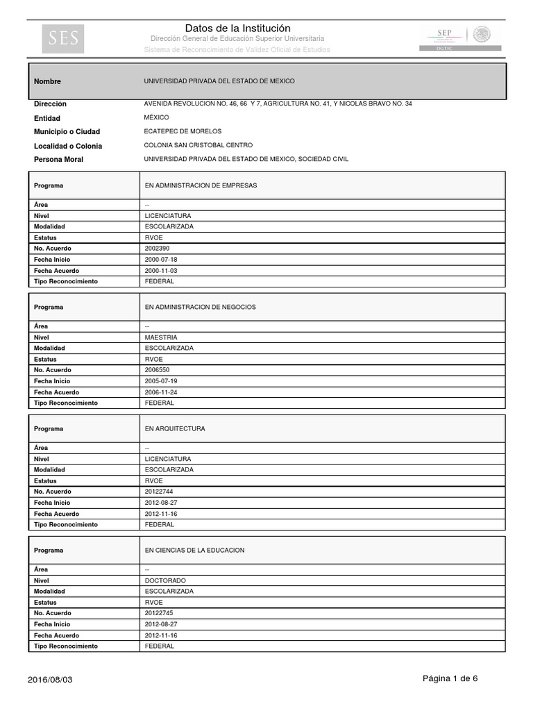 RVOE UPEM Ecatepec | PDF | México | Academia
