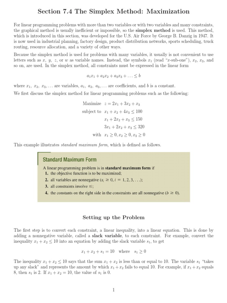 Explaination Simplex Method | PDF | Linear Programming | Mathematical Optimization