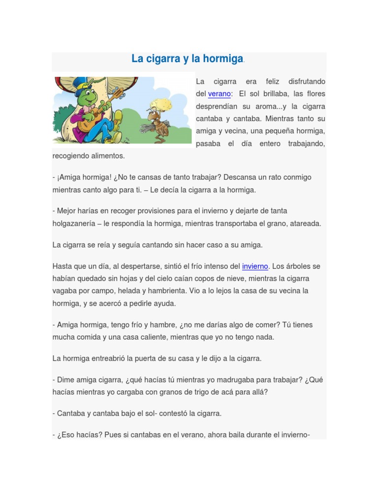 La Cigarra y La Hormiga | PDF