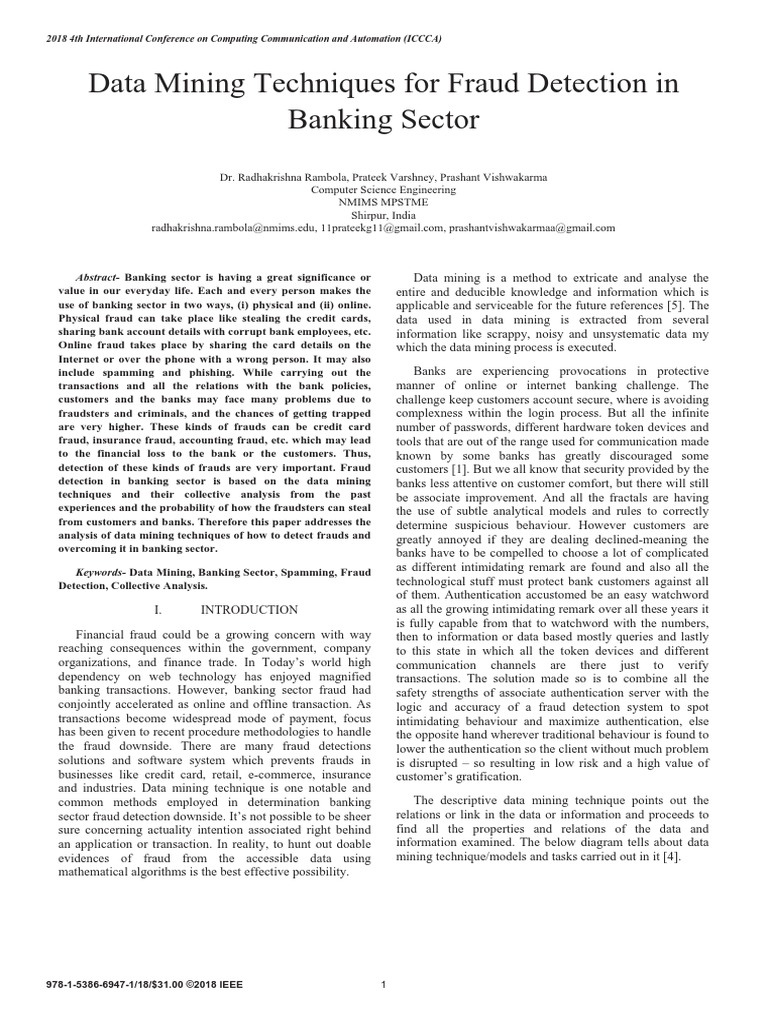 Data Mining Techniques For Fraud Detection in Banking Sector | PDF ...