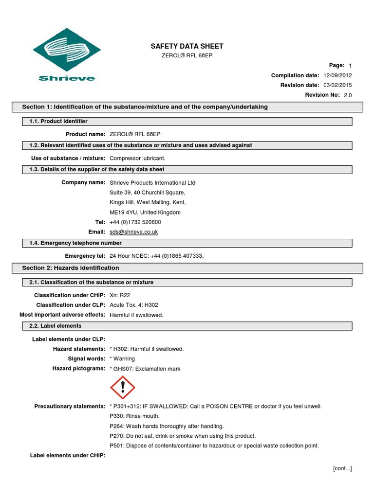 ZEROL-RFL-68-EP-1 | Toxicity | Personal Protective Equipment