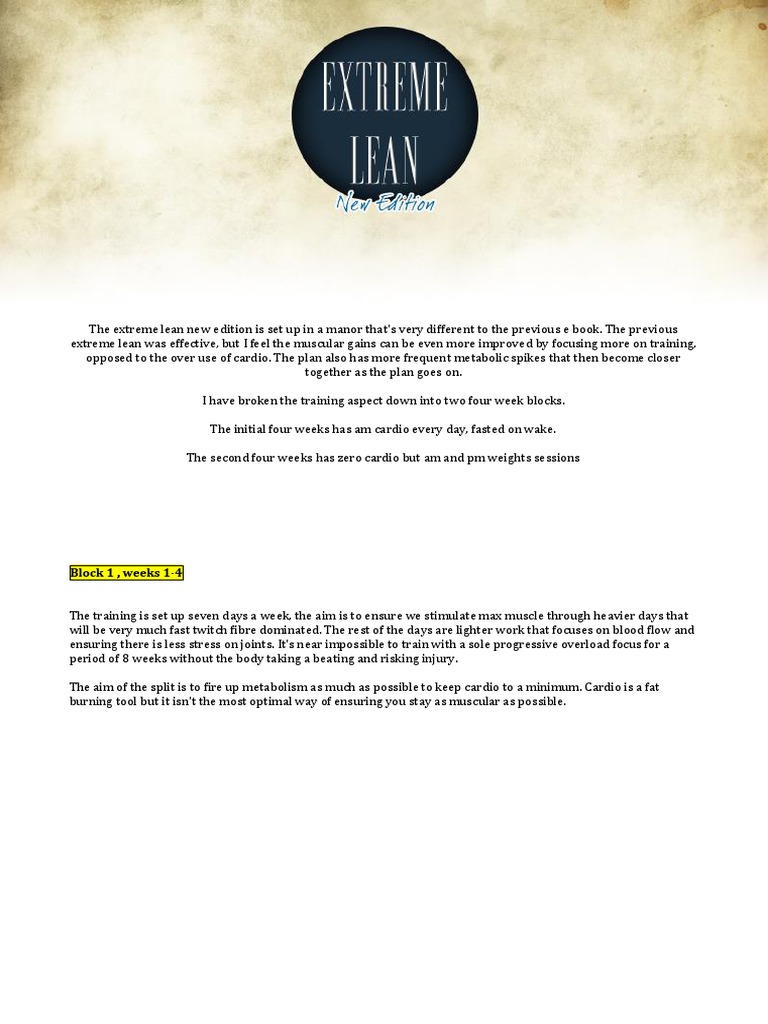 An Extreme Lean Body Transformation Program Focused on Maximizing ...