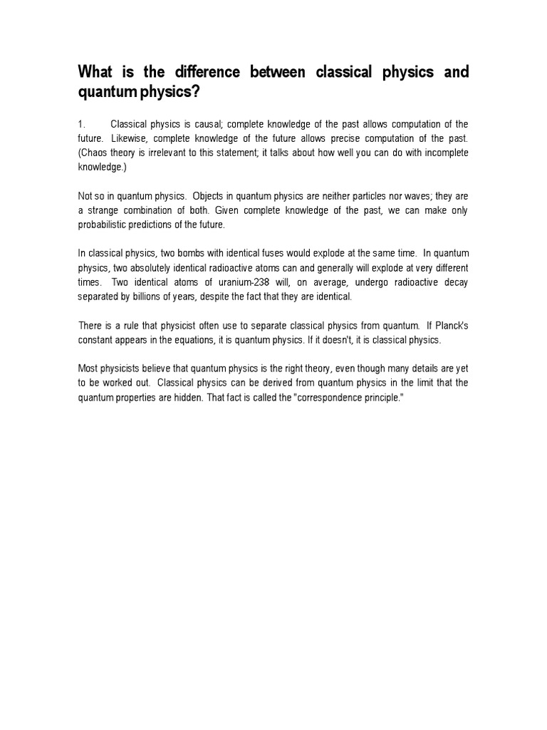 What Is The Difference Between Classical Physics and Quantum Physics ...