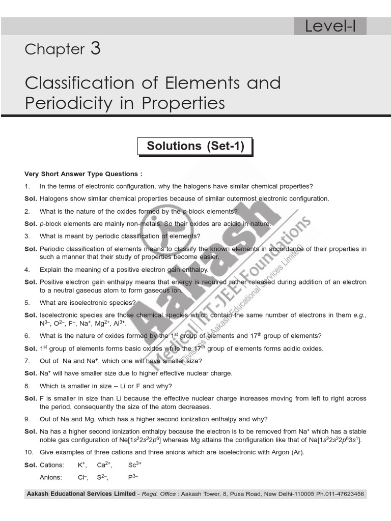 Aakash Module or DPP | PDF | Ion | Periodic Table