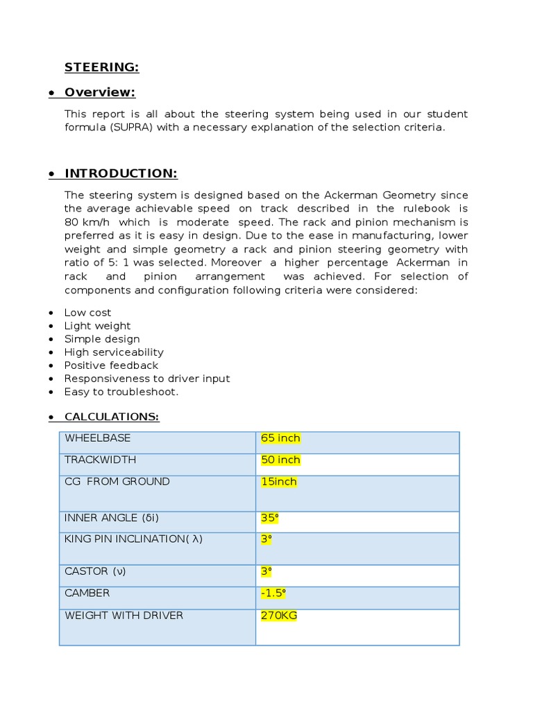 Steering Calculations | PDF | Torque | Vehicles