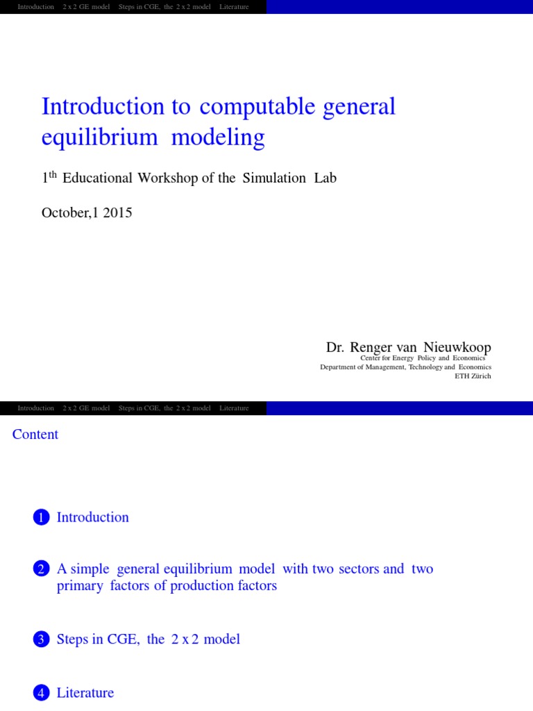 Introduction To Computable General Equilibrium Modeling Renger Van Nieuwkoop | PDF | Supply And ...