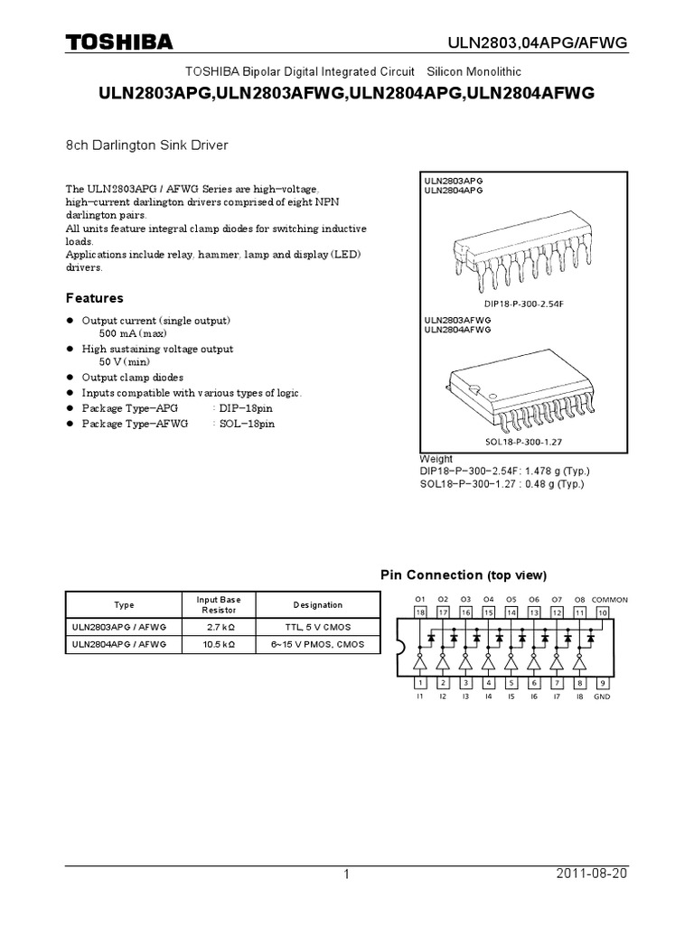 ULN2803/04APG/AFWG Datasheet | PDF | Cmos | Amplifier
