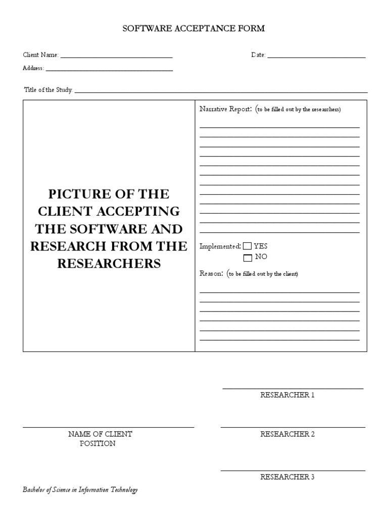 Software Acceptance Form | PDF | Computing | Information Technology