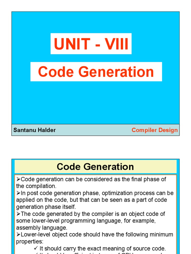 8-Code Generation PDF | PDF | Program Optimization | Compiler