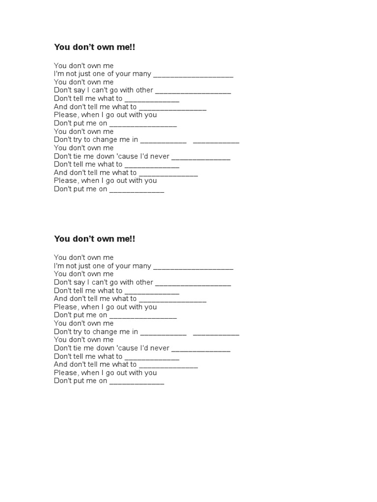 You Dont Own Me | PDF