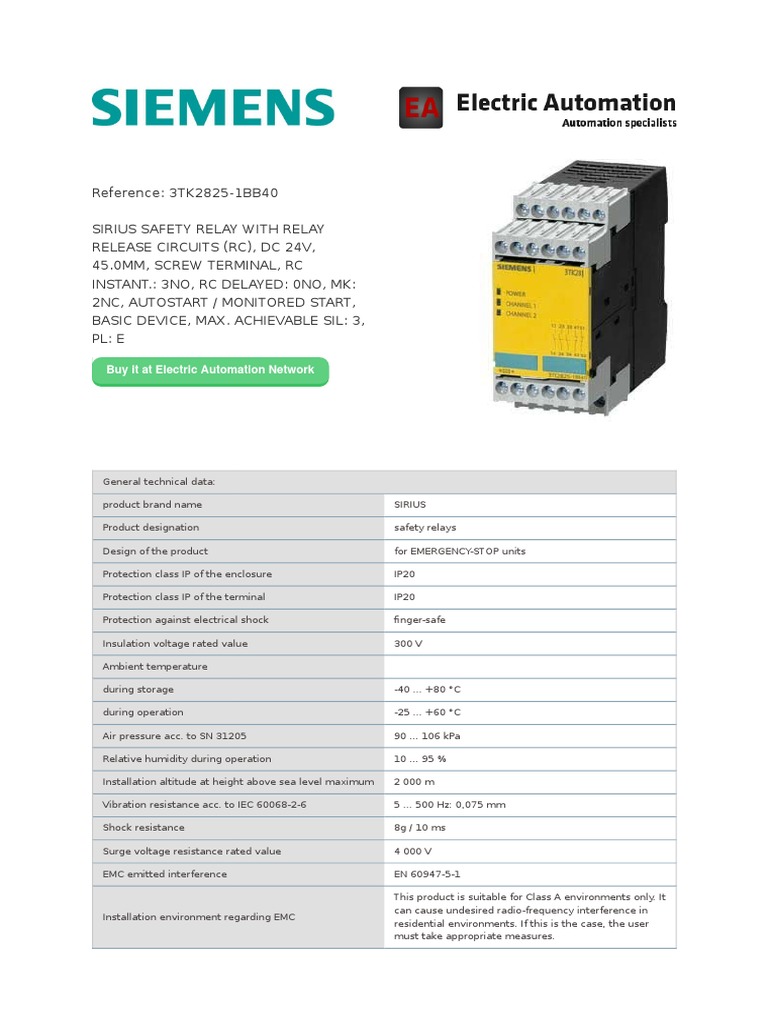 SIRIUS SAFETY RELAY WITH RELAY RELEASE CIRCUITS (RC | PDF | Relay ...