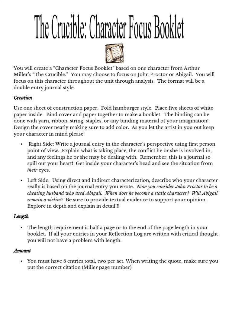 Day 3 Character Focus Booklet Copies | PDF