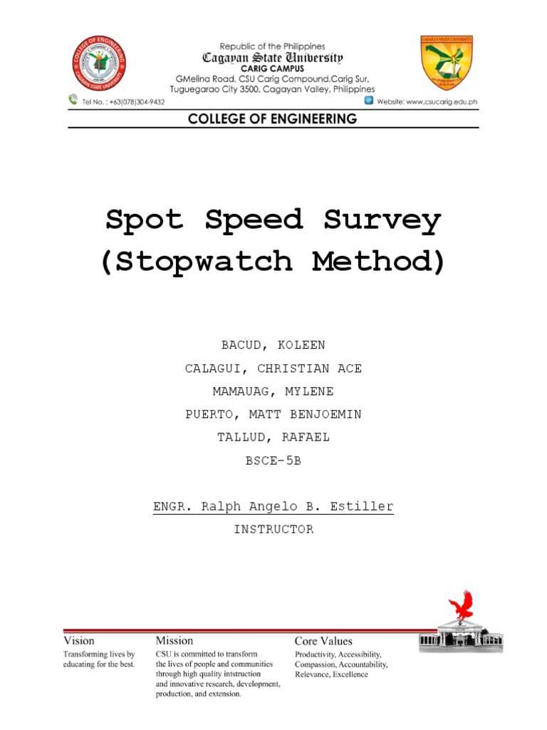 Spot Speed Survey (Stopwatch Method) | PDF | Speed Limit | Traffic
