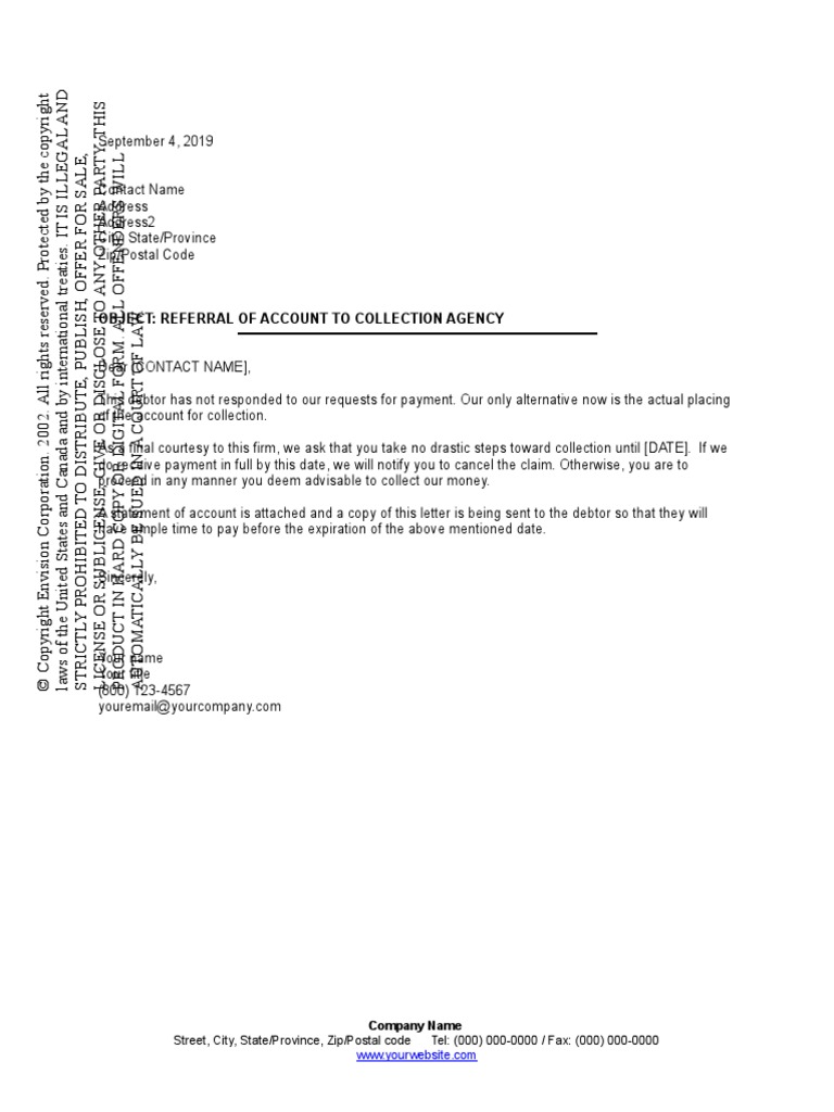 Object: Referral of Account To Collection Agency | PDF | Copyright ...