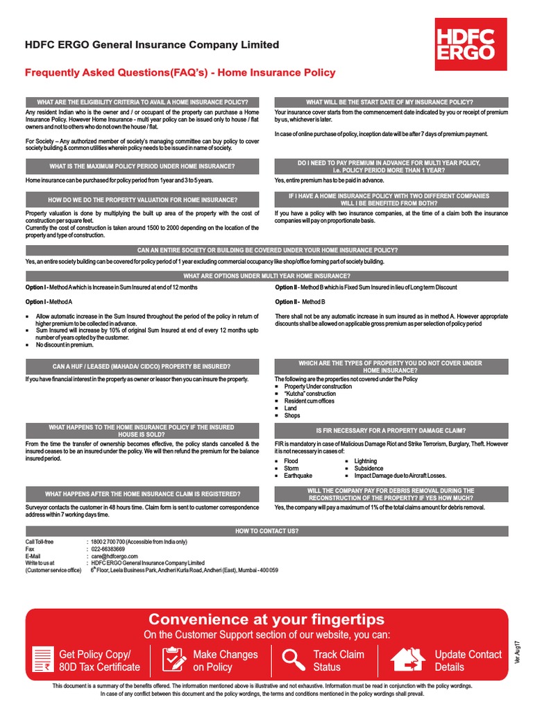 Home Insurance HDFC ERGO Policy Wordings | PDF | Home Insurance ...