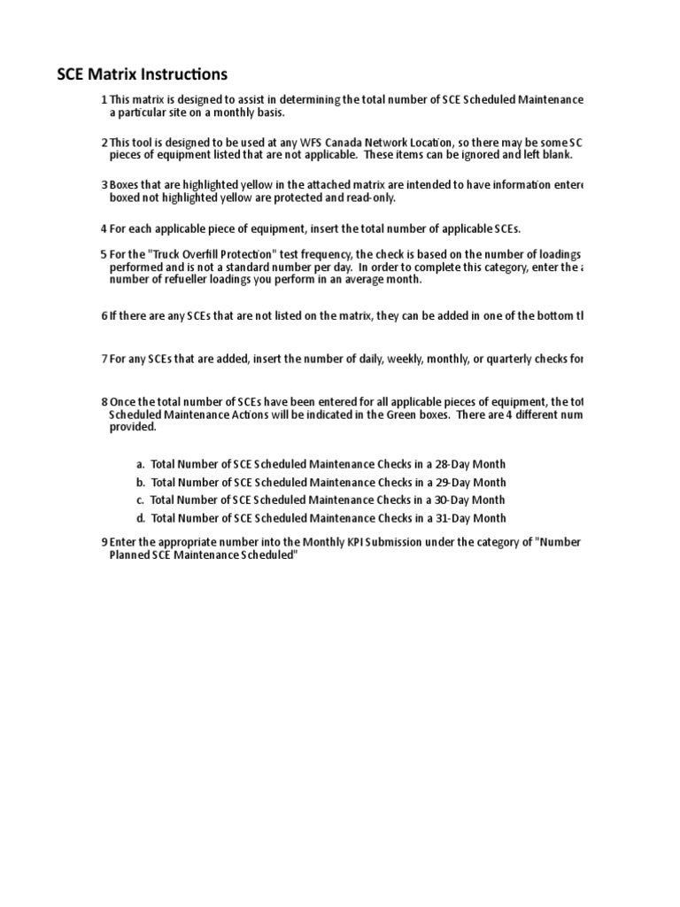 SCE Matrix Instructions | PDF