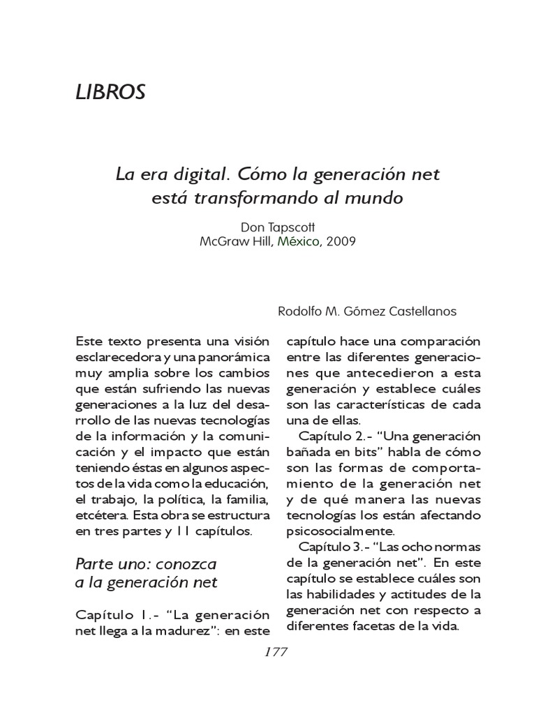 La Generación Net en la Era Digital | PDF | Internet | Red social