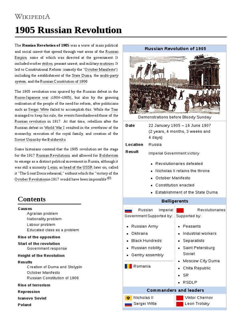 1905 Russian Revolution | PDF | Nicholas Ii Of Russia | Russian Revolution