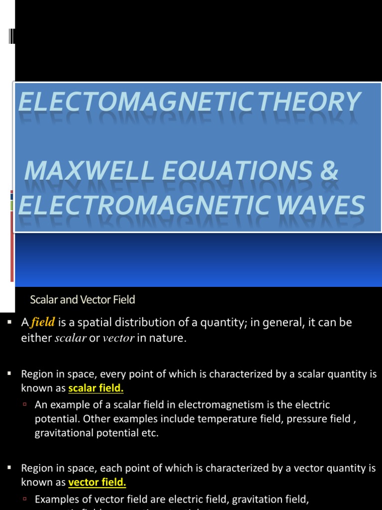 Electomagnetictheory Maxwell Equations & Electromagnetic Waves | PDF ...