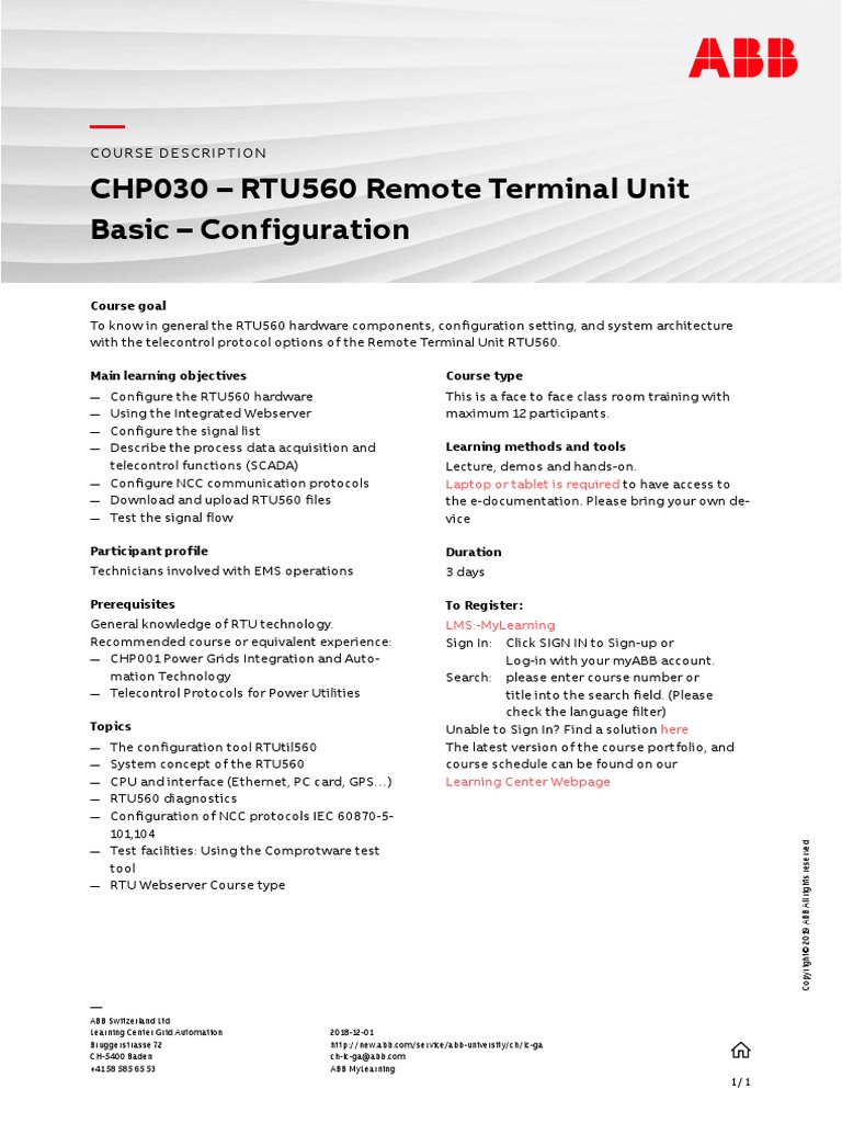 CHP030 - RTU560 Remote Terminal Unit Basic - Configuration | PDF ...