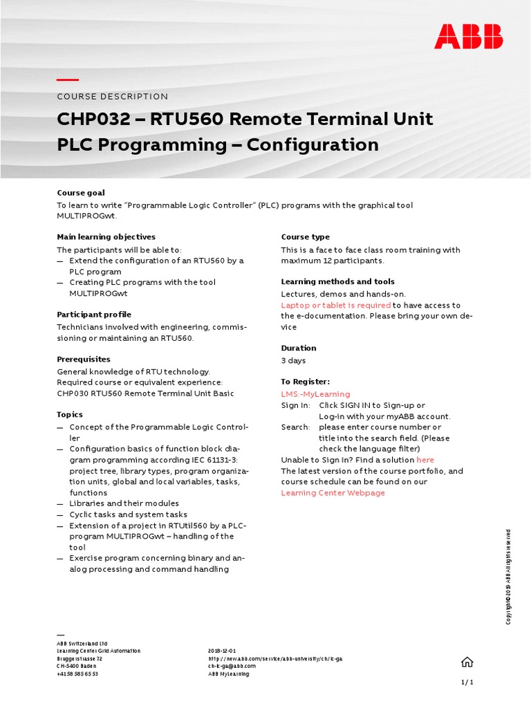 CHP032 - RTU560 Remote Terminal Unit PLC Programming - Configuration | PDF | Programmable Logic ...