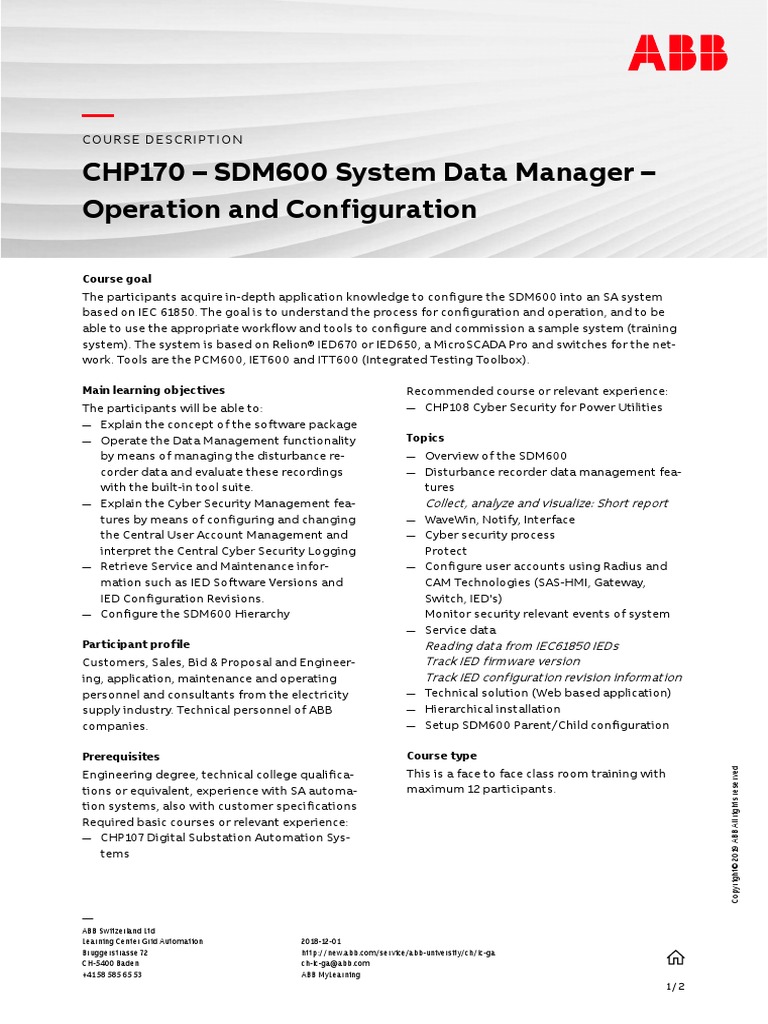 CHP170 - SDM600 System Data Management - Operation & Configuration ...