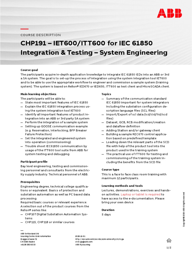 CHP191 - IET600-ITT600 For IEC 61850 Integration & Testing - System ...