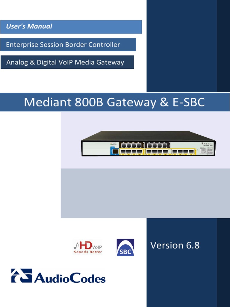 LTRT 10630 Mediant 800b Gateway and e SBC Users Manual Ver 68 PDF | PDF ...