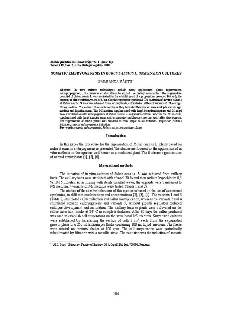 Embriogenesis Somatica | PDF | Developmental Biology | Life Sciences