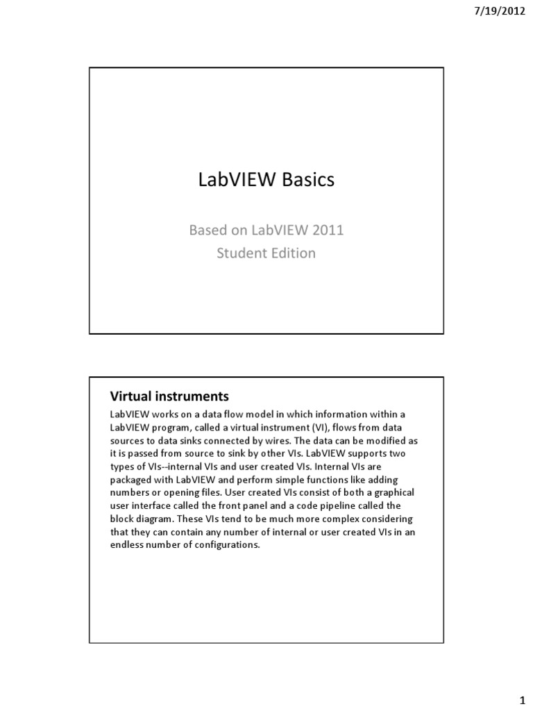Labview Basics: Based On Labview 2011 Student Edition | PDF | Control ...