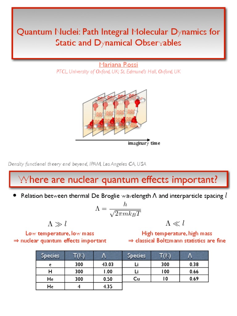 Quantum Nuclei: Path Integral Molecular Dynamics For Static and ...