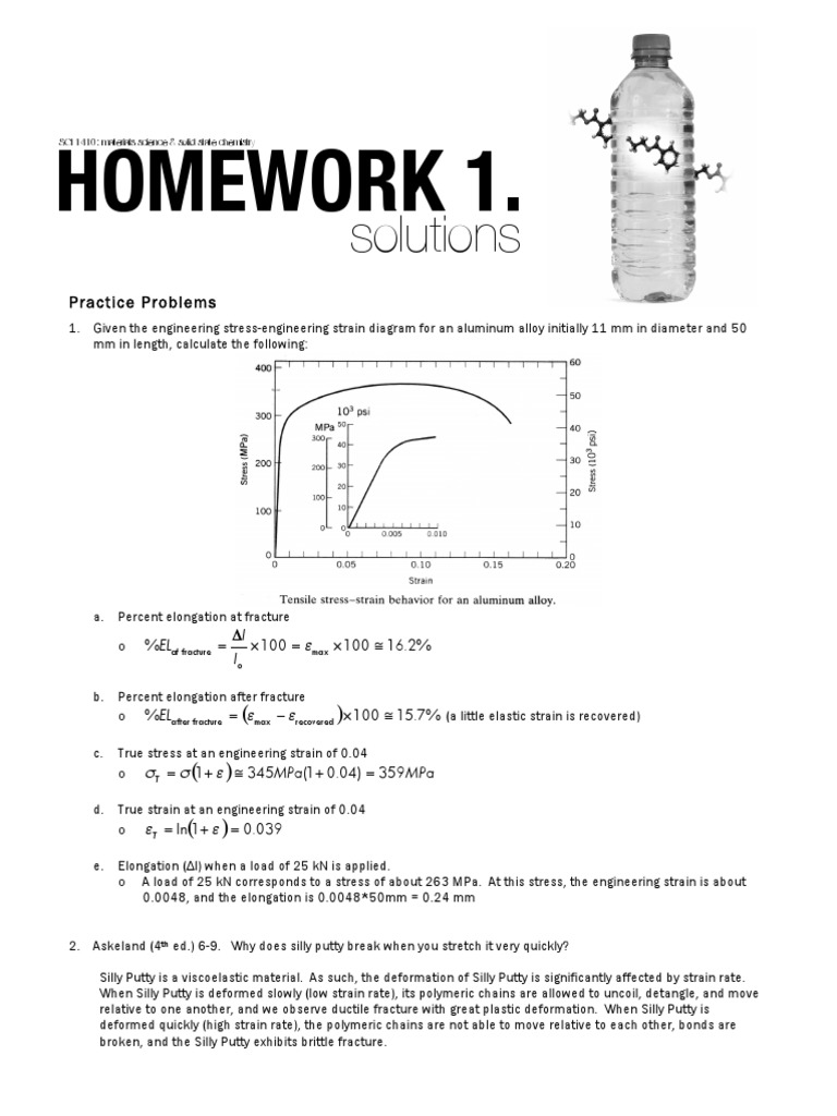 Mat Sci Homework 1 Solutions SP2015 PDF | PDF | Strength Of Materials | Deformation (Engineering)