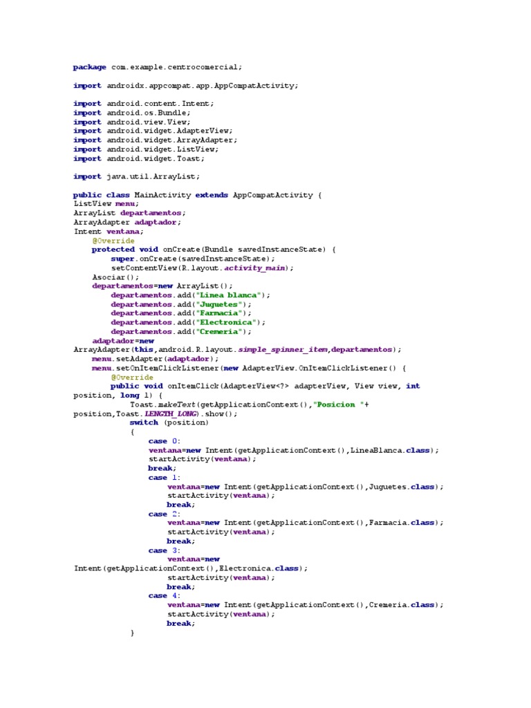Android ListView Menu Example | PDF