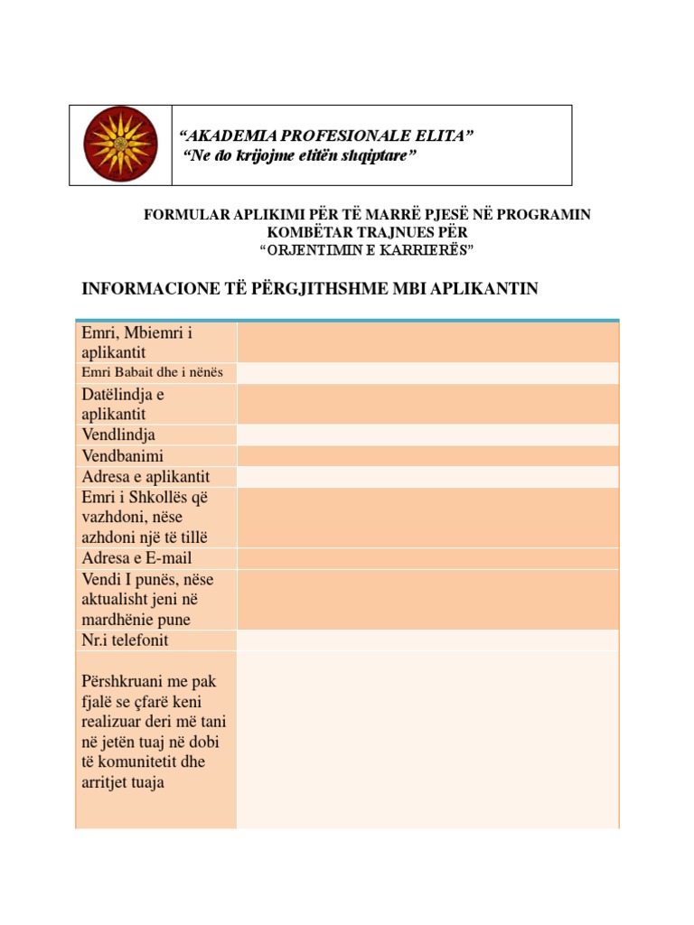 Formular Aplikimi KS | PDF