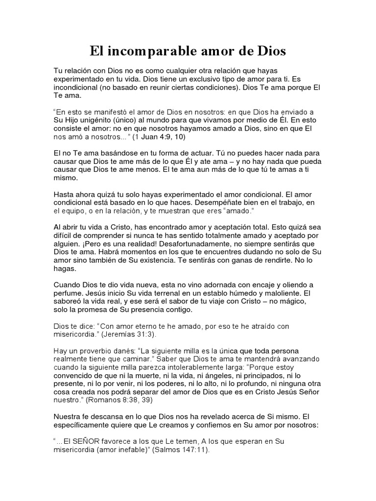 El Incomparable Amor de Dios | PDF | Misericordia | Amor