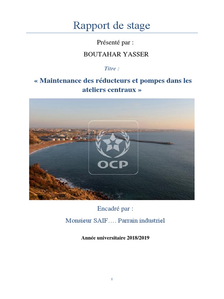Rapport de Stage OCP SAFI | PDF | Usure des surfaces | Pompe