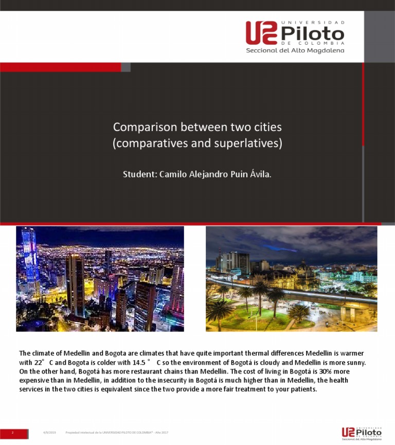 Comparison Between Two Cities (Comparatives and Superlatives) | PDF