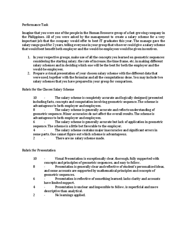 Performance Task 10 | PDF | Rubric (Academic) | Learning
