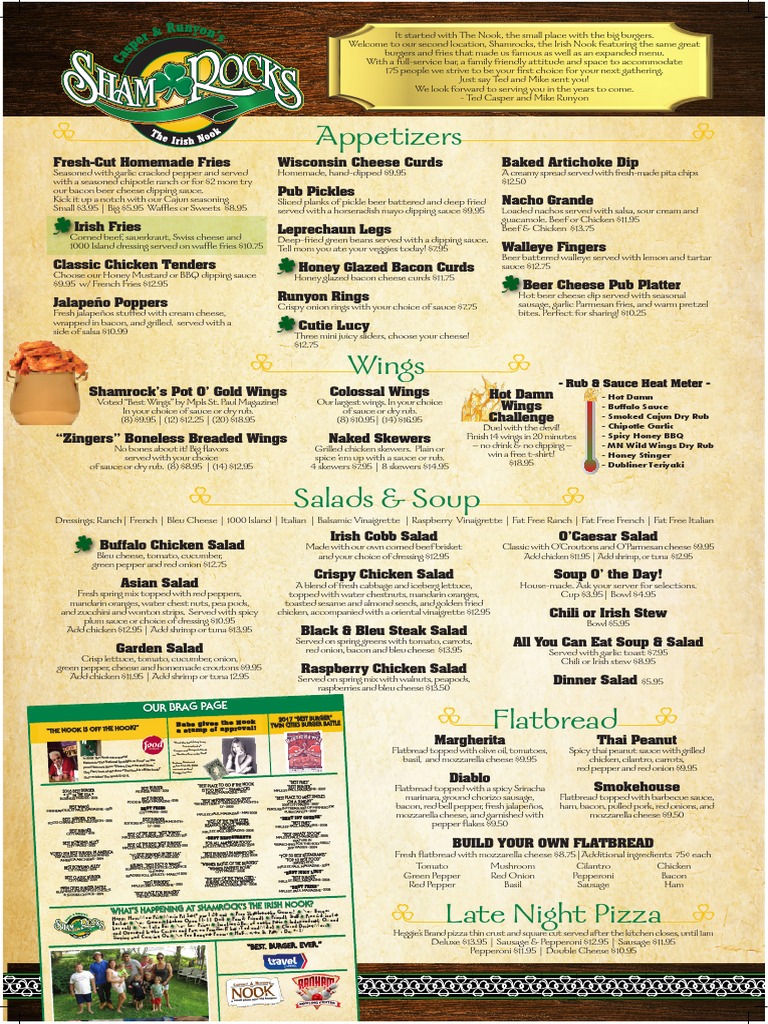 Shamrock Menu | PDF | Hamburgers | French Fries