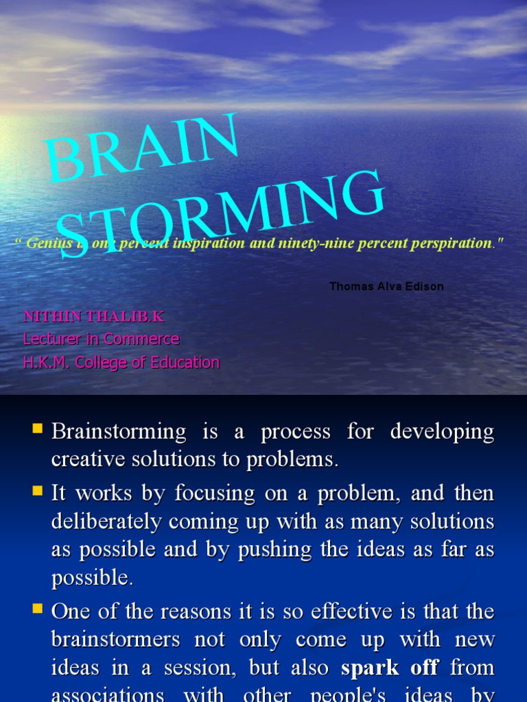 Brain Stormin G: " Genius Is One Percent Inspiration and Ninety-Nine ...